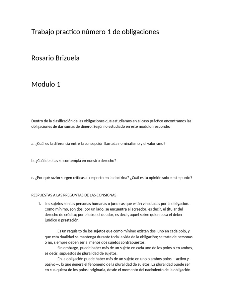 Rosario TP 1 Oblig | PDF | Bienes (Ley)