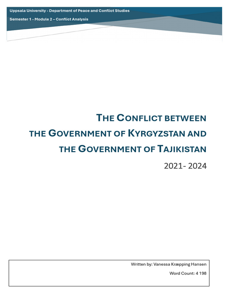 Exam - Peace and Conflict Studies-Conflict Analysis - Vanessa K. Hansen ...
