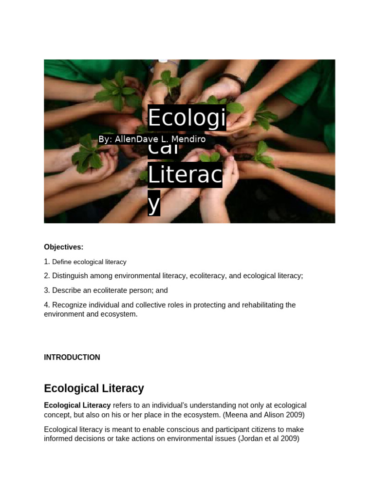 Ecological Literacy Module. | PDF | Ecology | System
