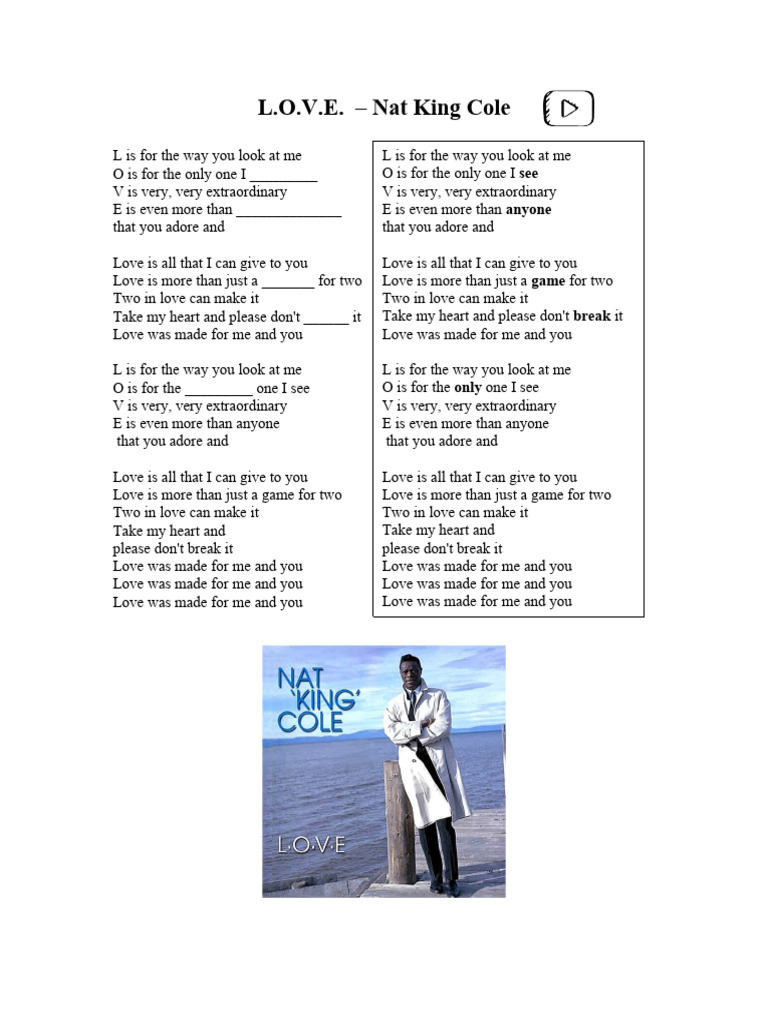 L.O.v.E. Nat King Cole Lyrics | PDF