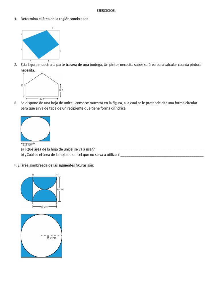 EJERCICIOS Areas de Figuras Compuestas | PDF