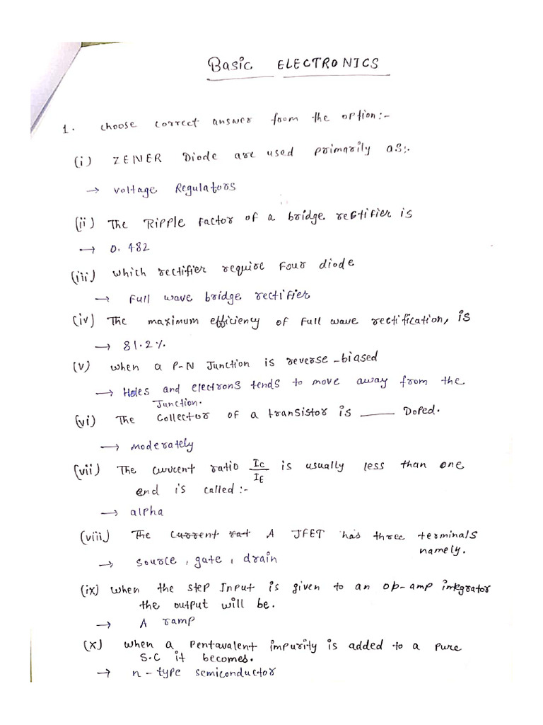 Basic Electronics Assignment | PDF