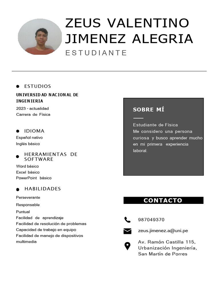 CV de Zeus Valentino Jiménez | PDF