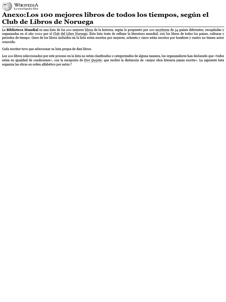 Anexo_Los 100 mejores libros de todos los tiempos, según el Club de ...
