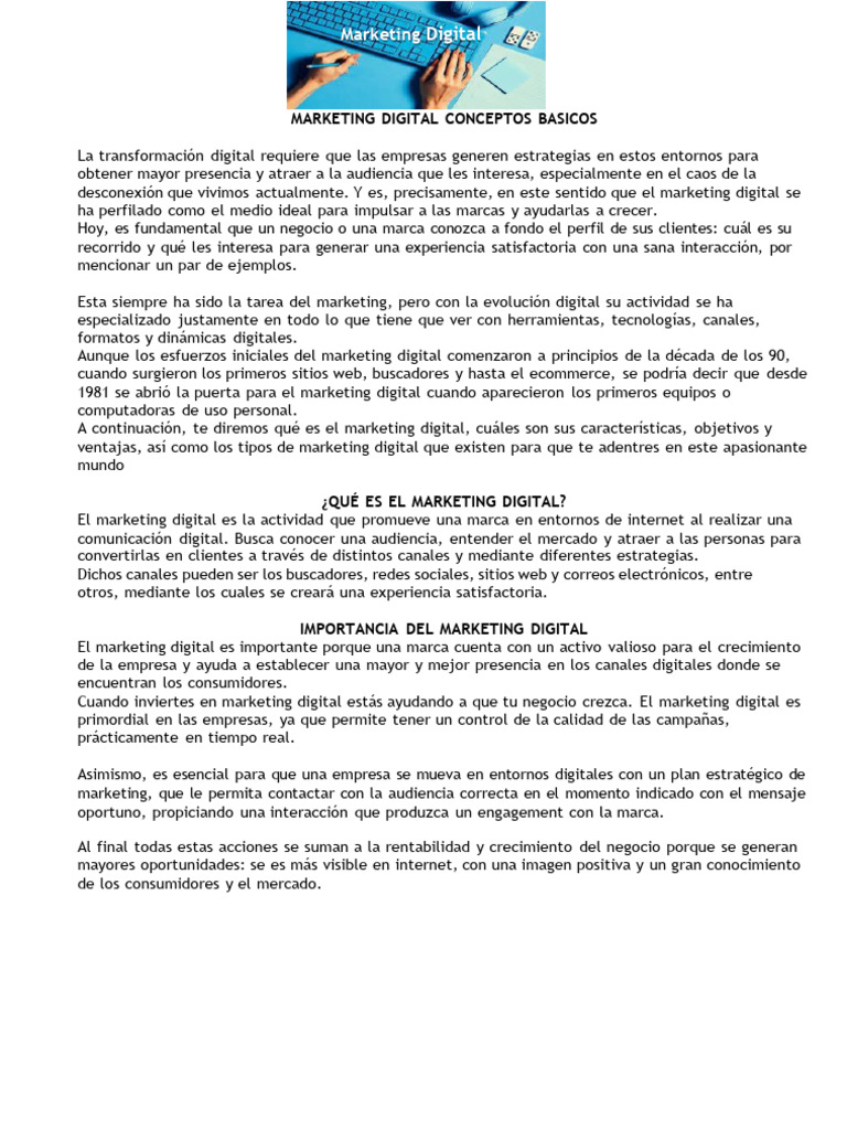 Marketing Digital Conceptos Basicos | PDF | Publicidad digital | Marketing