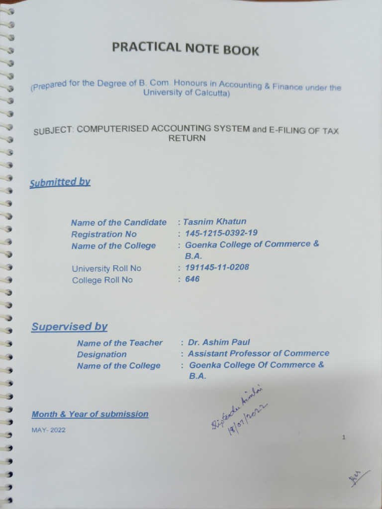 Practical Copy (E-Filling) Part1 | PDF | Debits And Credits | Taxes