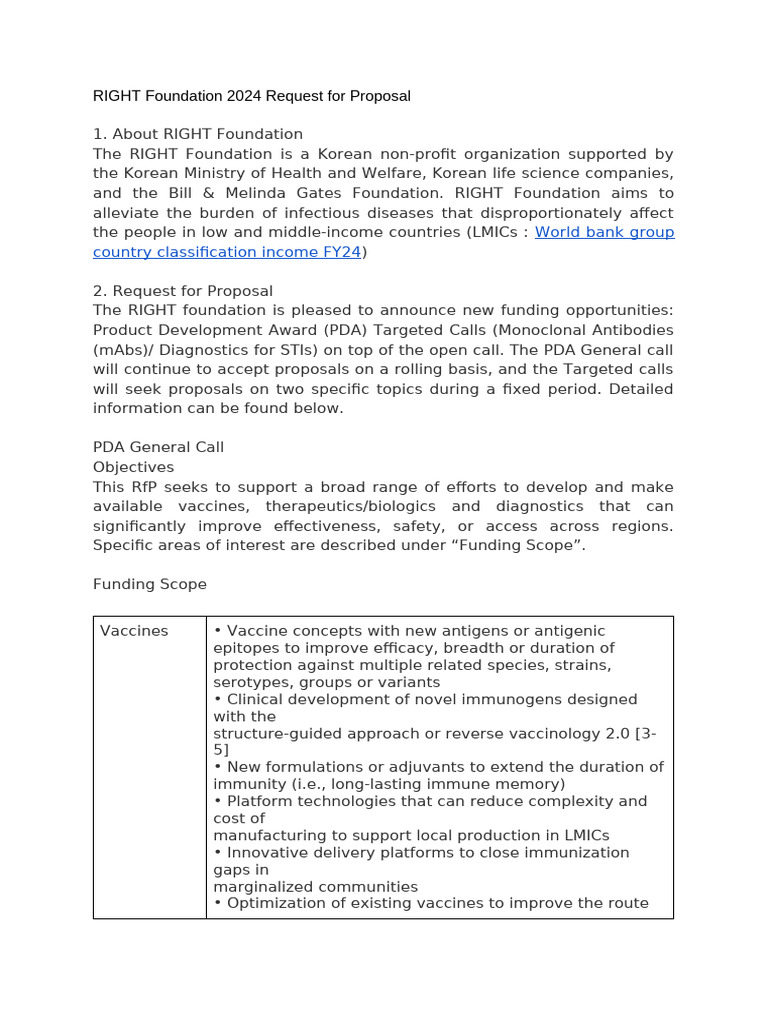 RIGHT Foundation 2024 RFP Overview | PDF | Antimicrobial Resistance ...
