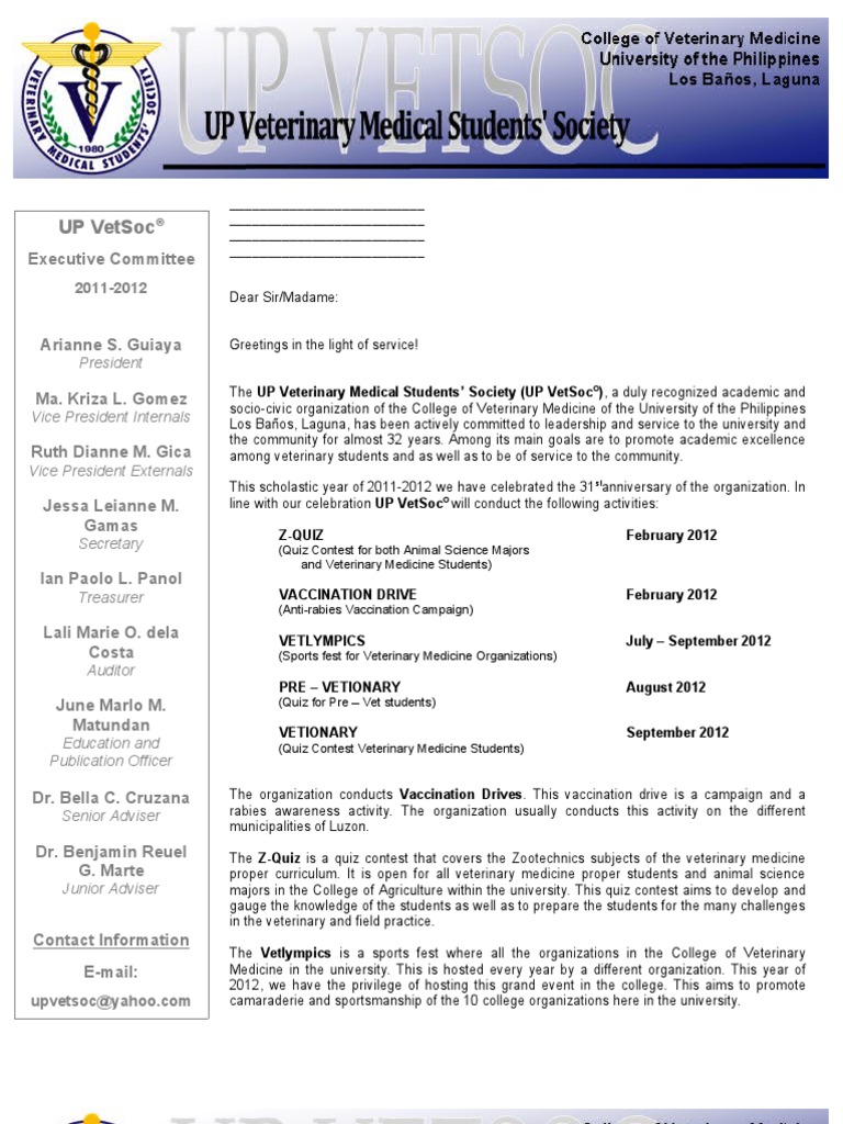 Personal Soli Letter | PDF | Veterinary Physician | Veterinary Medicine