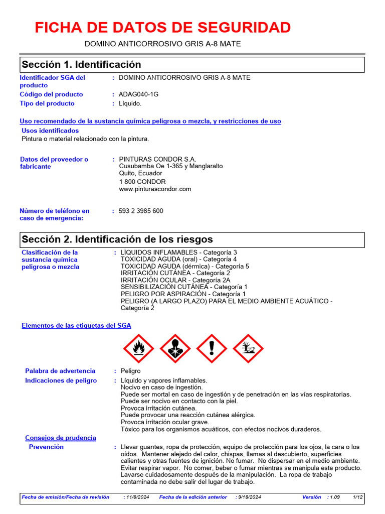 Fds - Pintura Anticorrosivo Gris | PDF | Ventilación (Arquitectura) | Agua