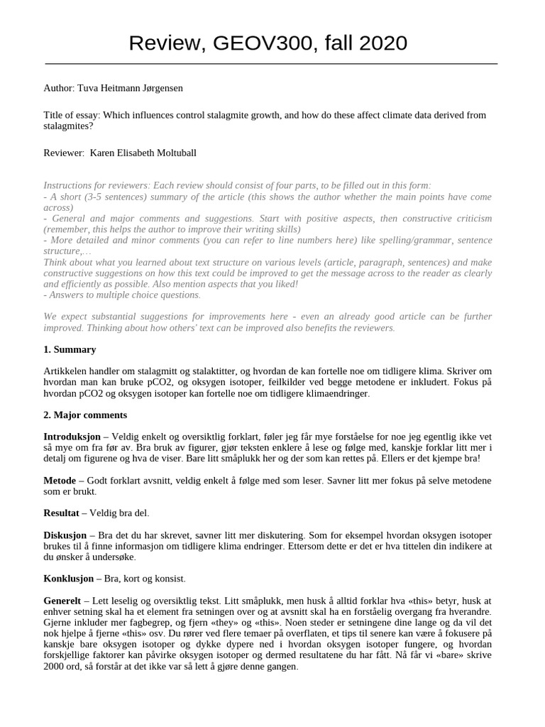 Article Review Form 2020 (Tuva) | PDF