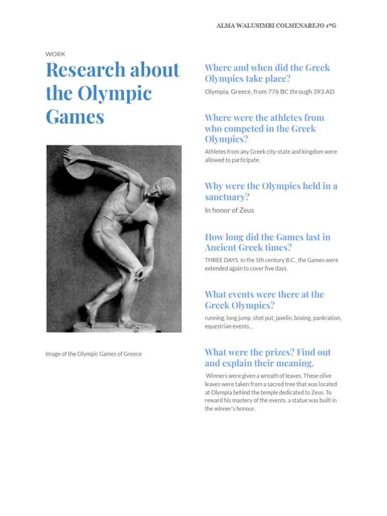 Greek Olympic Games: History & Events | PDF