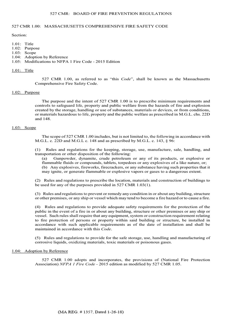 527 CMR Board of Fire Prevention Regulations | PDF | Fire Safety ...