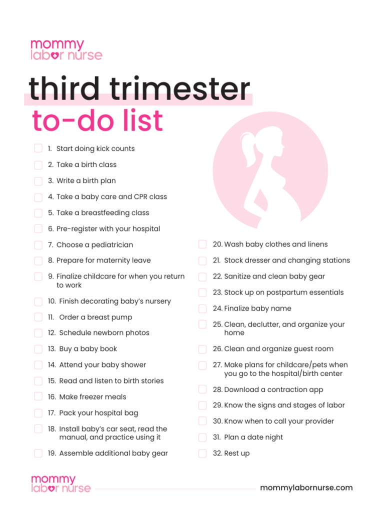 (Freebie) 3rd Trimester Checklist W | PDF | Childbirth | Caesarean Section