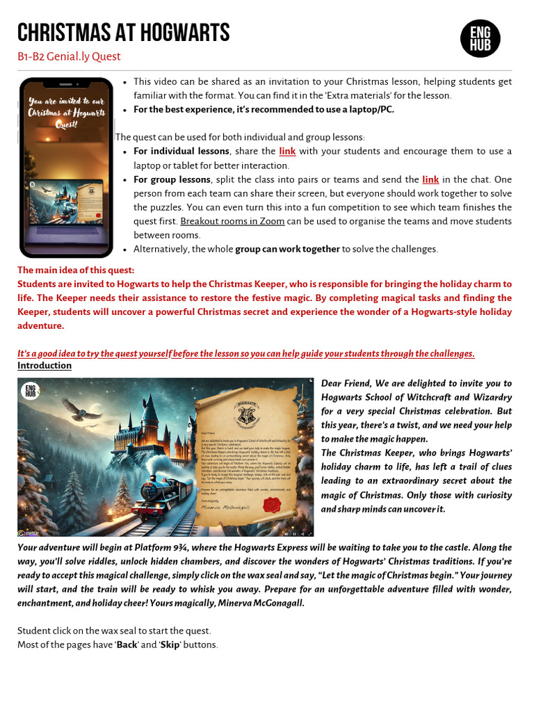 B1-B2 Christmas at Hogwarts Keys | PDF | Harry Potter