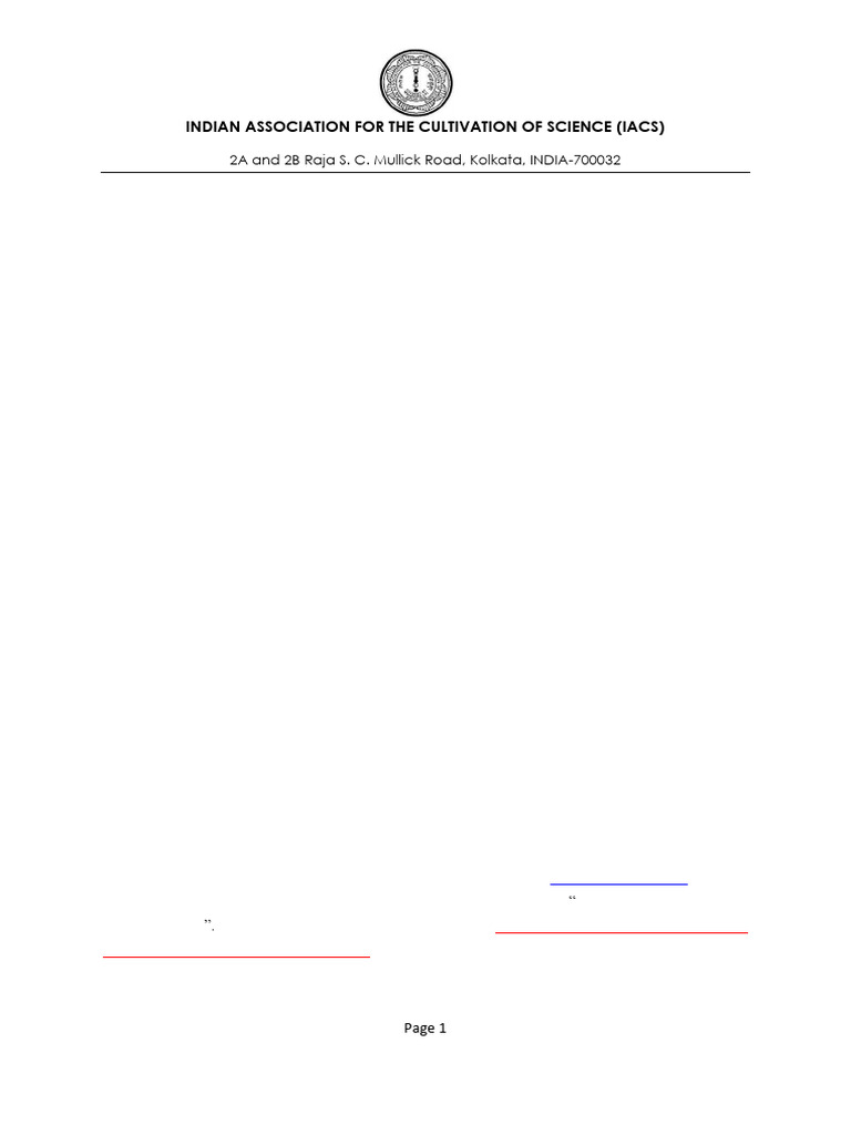 IACS-Research-Associate-RA-Notice-2024 | PDF | Materials Science | Supramolecular Chemistry