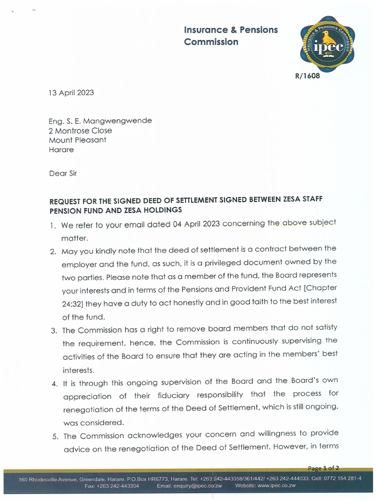 Response Letter To Eng. Mangwendwe | PDF