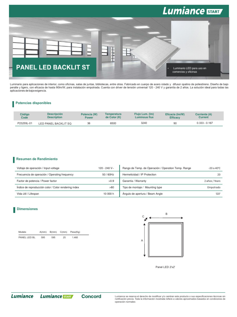 F.T.-Panel-LED-Backlite-ST (1) | PDF | Diodo emisor de luz | Ingenieria Eléctrica