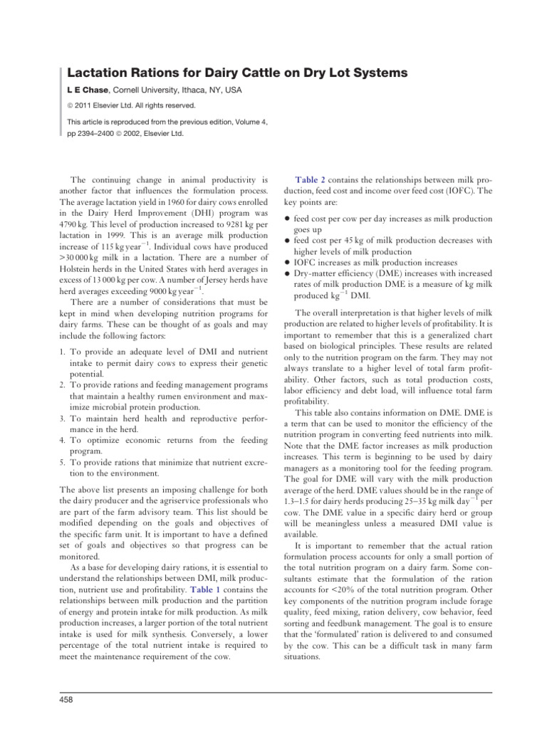 Chase (2011). Feeds, Ration Formulation - Lactation Rations for Dairy ...
