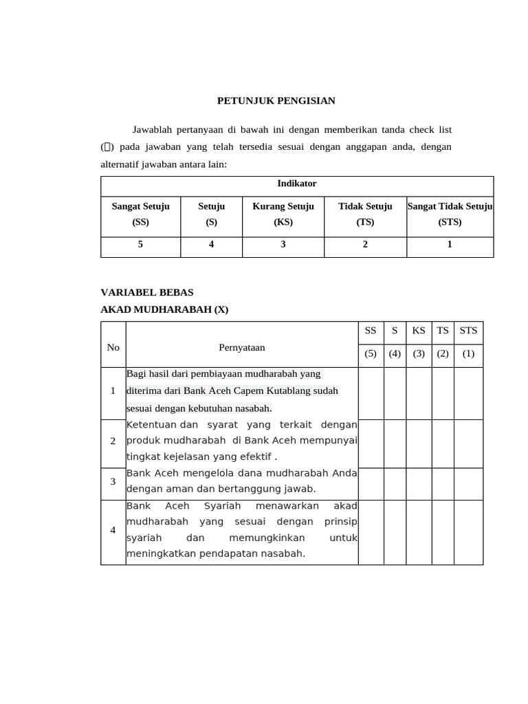 PETUNJUK PENGISIAN | PDF