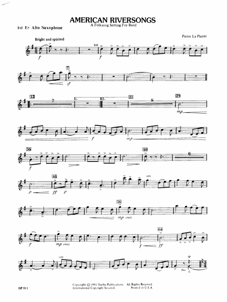 American Riversongs - 141 Alto Sax 1 | PDF