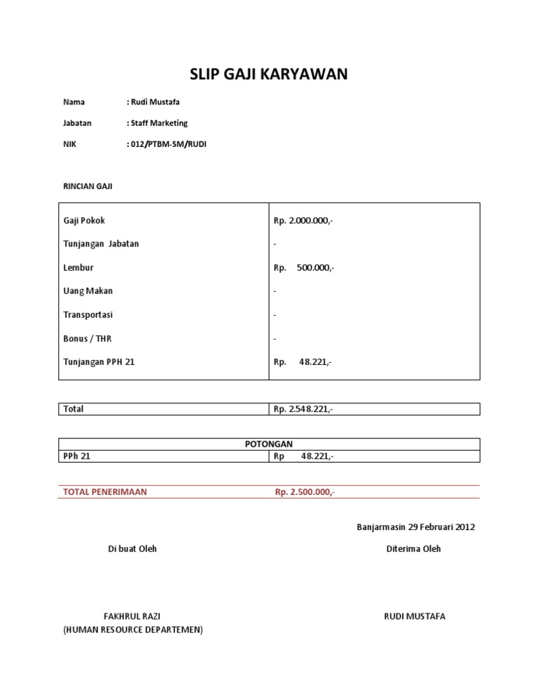 Slip Gaji Karyawan | PDF