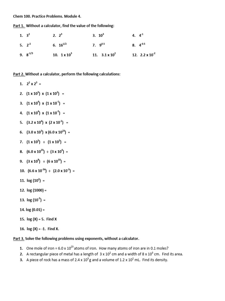Module 4 Practice | PDF | Volume | Mole (Unit)