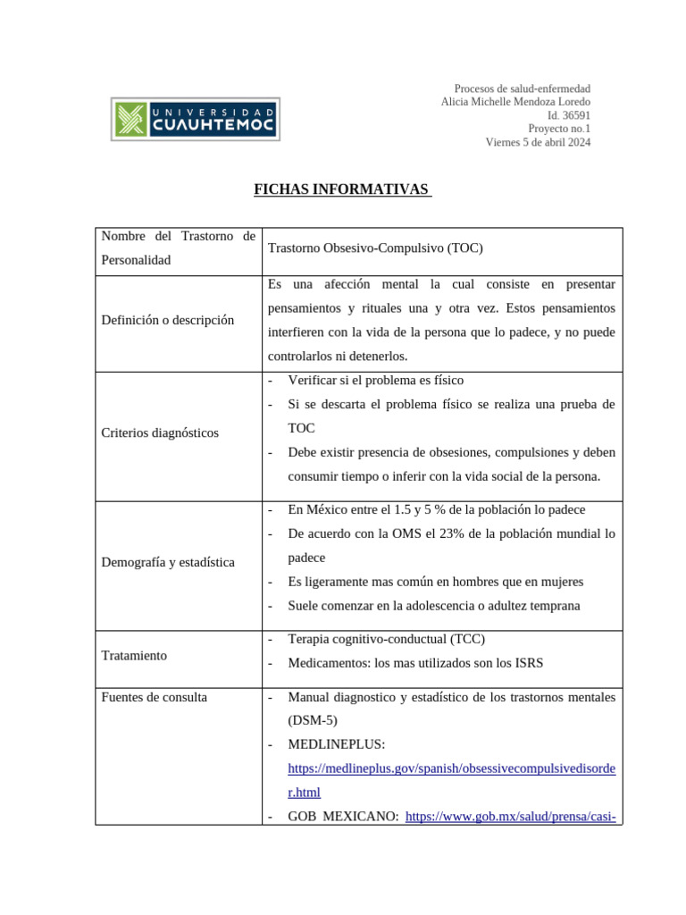 Fichas informativas | PDF | Psicosis | Terapia de conducta cognitiva