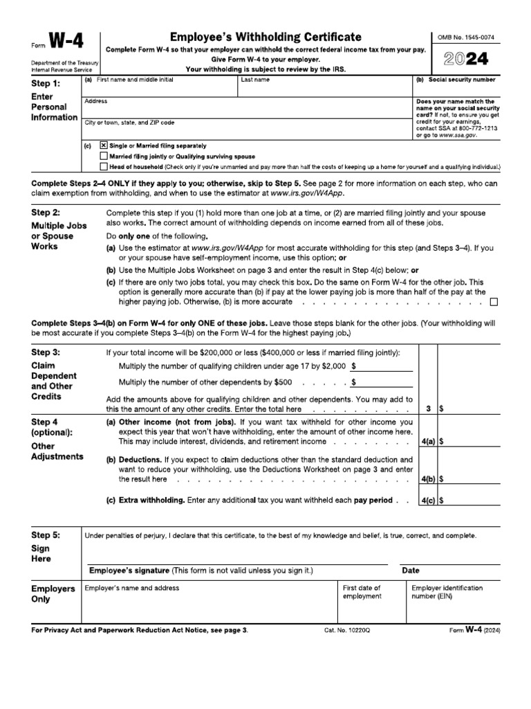 Federal Tax Form W-4 | PDF