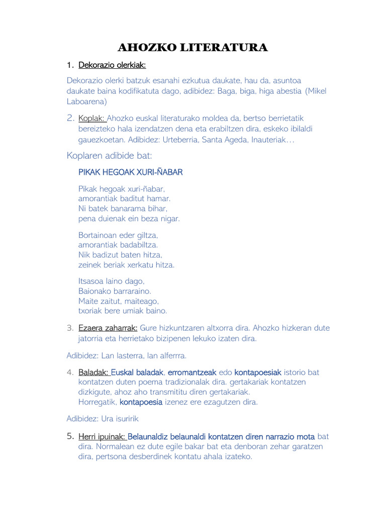 AHOZKO LITERATURA | PDF