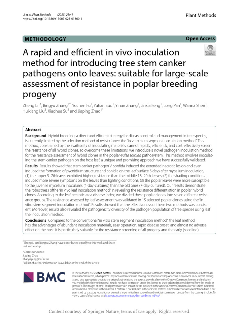 A_rapid_and_efficient_in_vivo_inoculation_method_f | PDF | Leaf | Biology