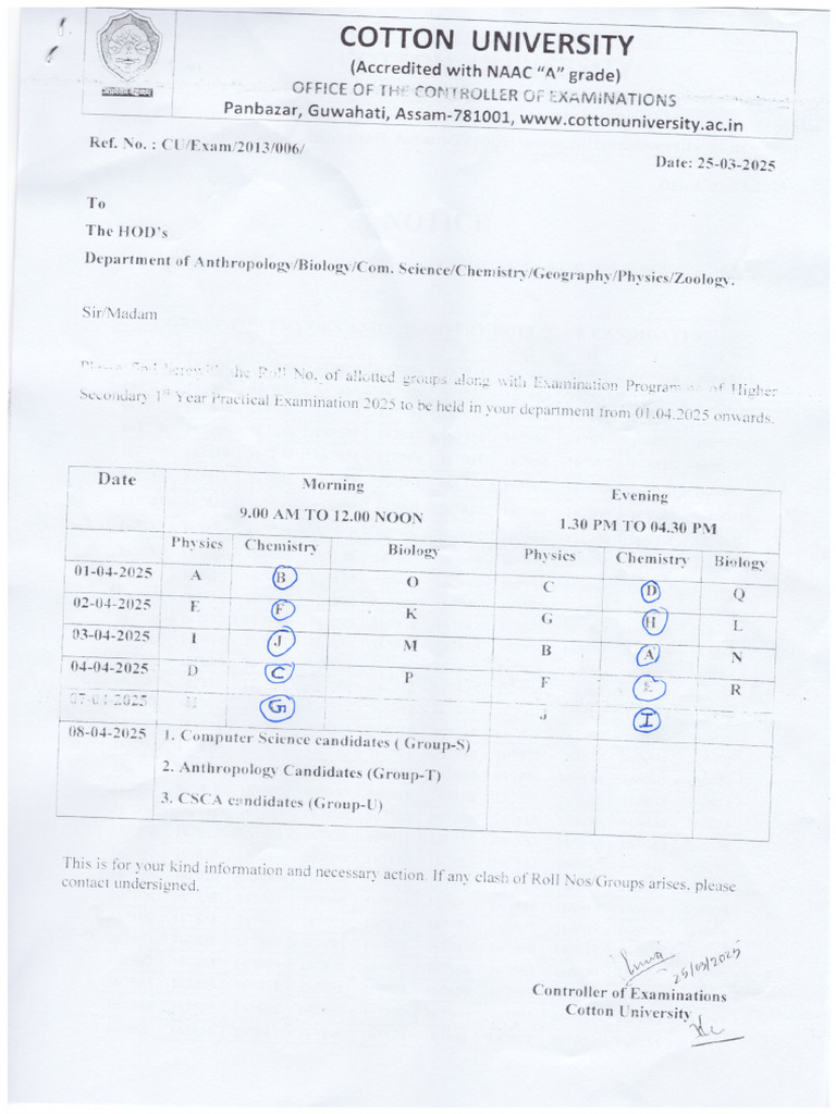 HS 1st Year Practical Grouping 2025 | PDF