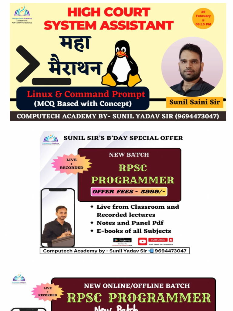 Linux & Command Prompt Sunil Sir | PDF
