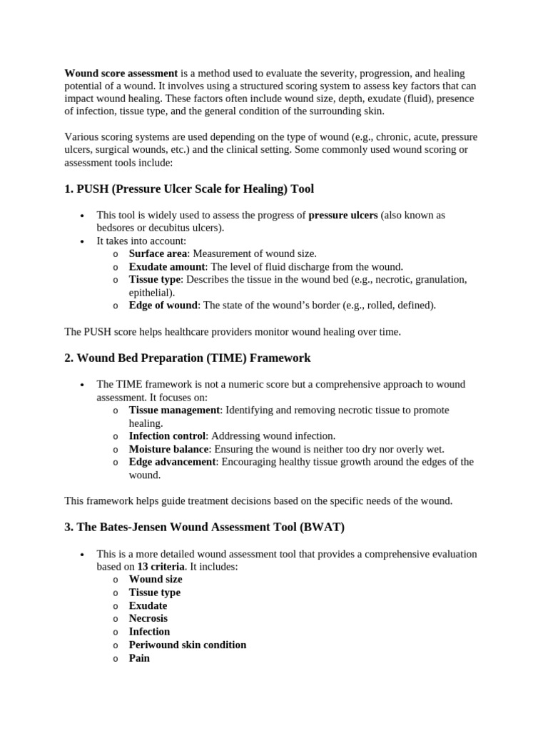 Wound Score Assessment Is A Method Used To Evaluate The Severity | PDF ...