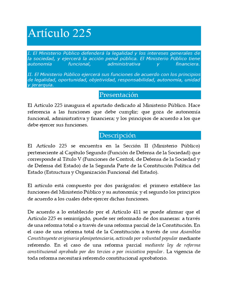 Artículo 225 CPE | PDF | Judicaturas | Estado (política)