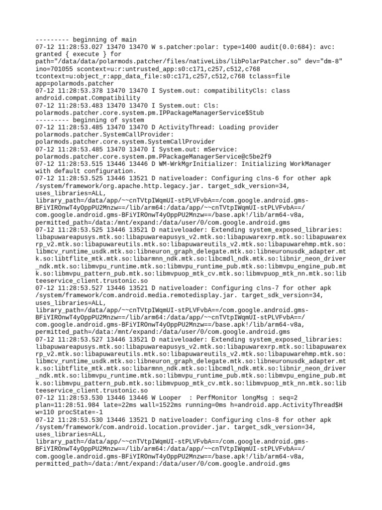 Polarmods - Patcher Logcat | PDF | Computing | Operating System Technology