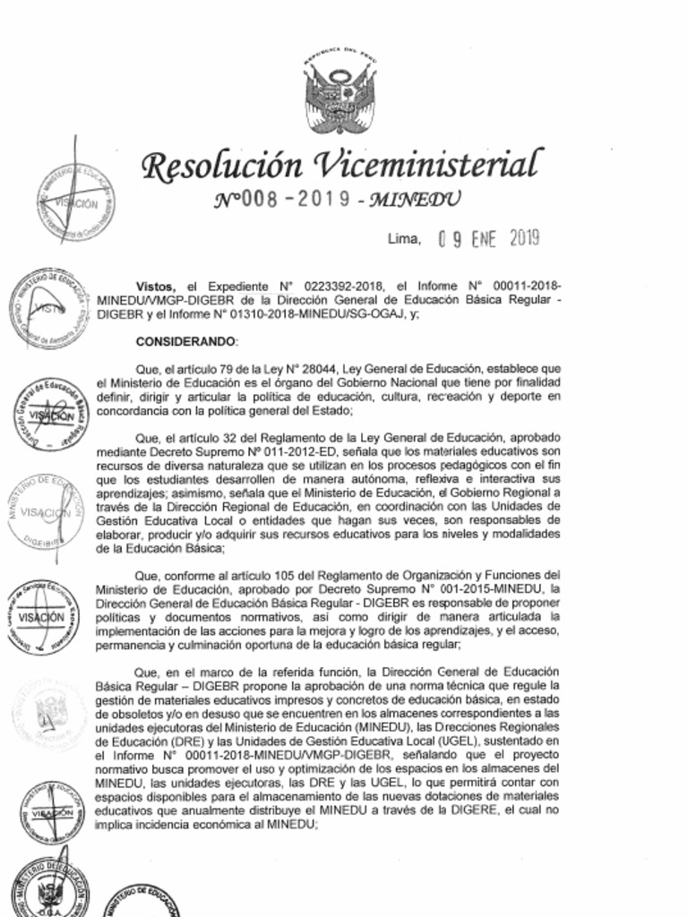 RVM N 008-2019-Minedu | PDF