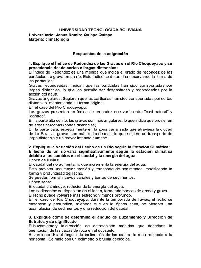 Índice de Redondez y Variación del Lecho Fluvial | PDF | Cuenca de ...