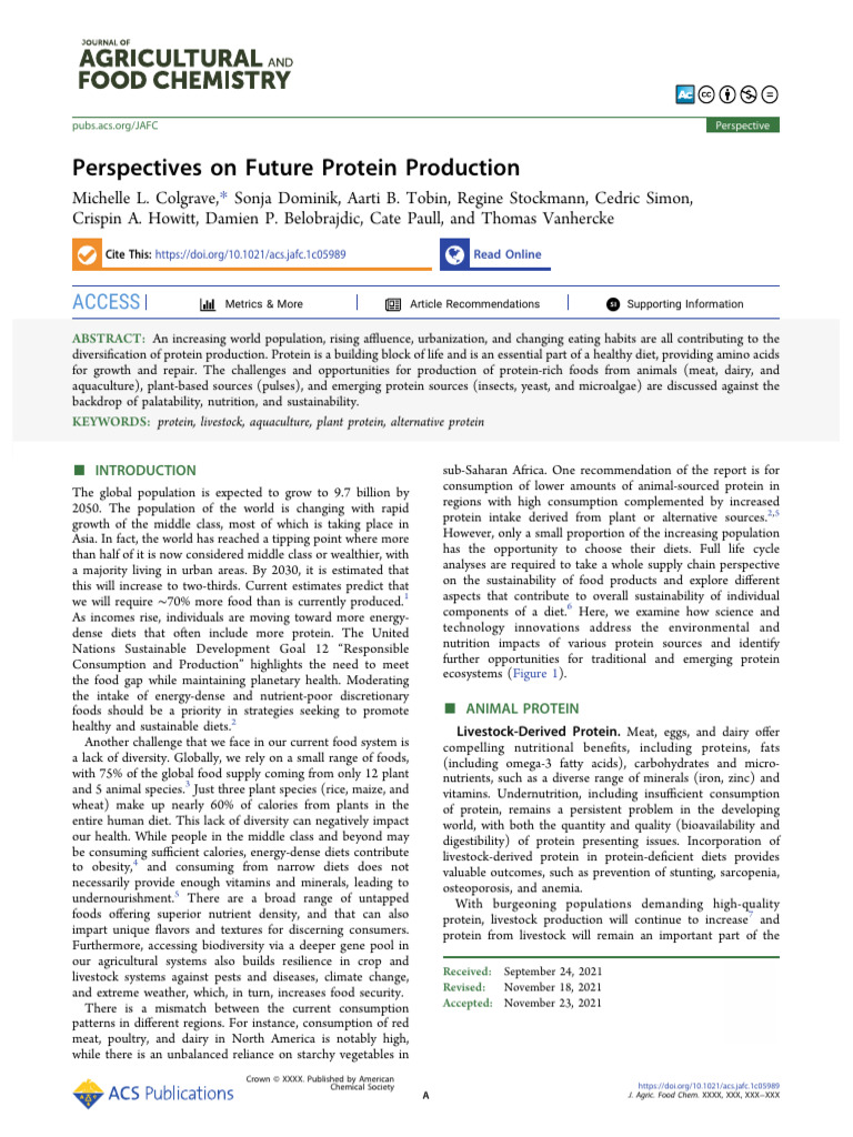 Perspectives On Future Protein Production | PDF | Foods | Nutrition