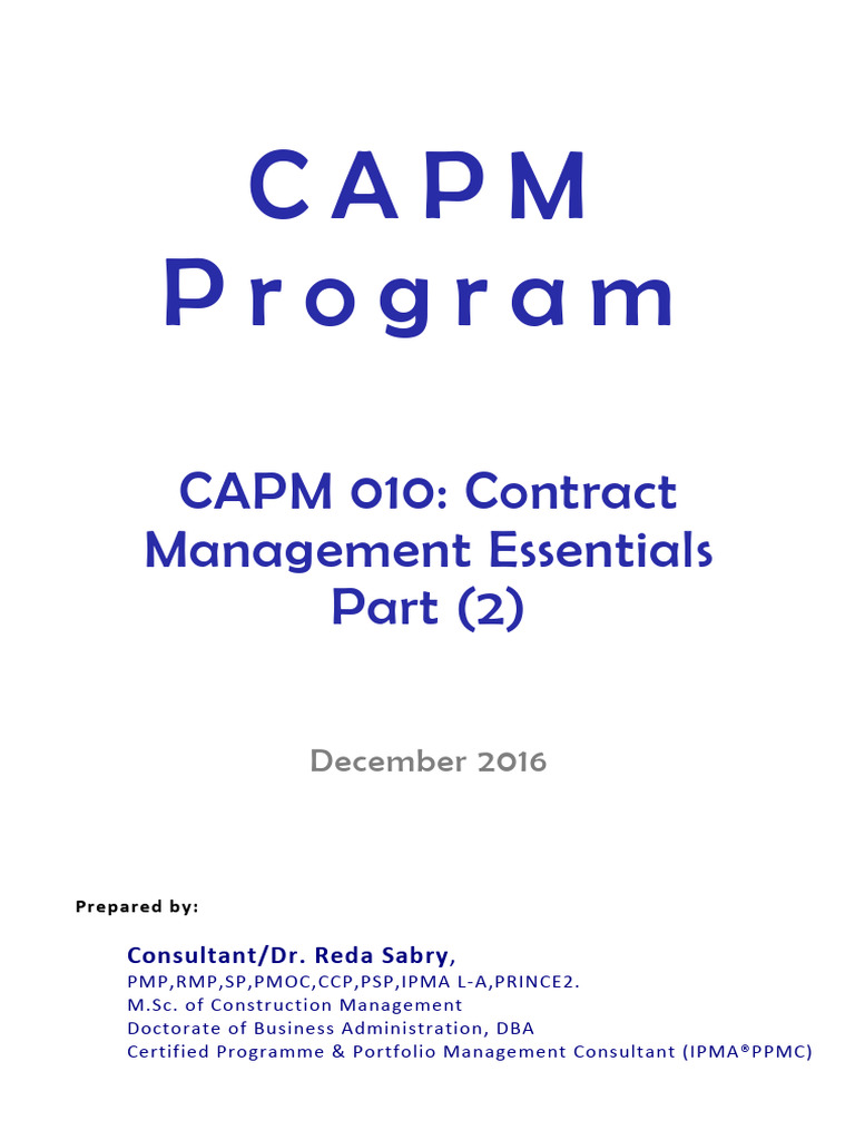 CAPM 010 - Contract Essentials Course Material - Part 2 | PDF | Breach ...