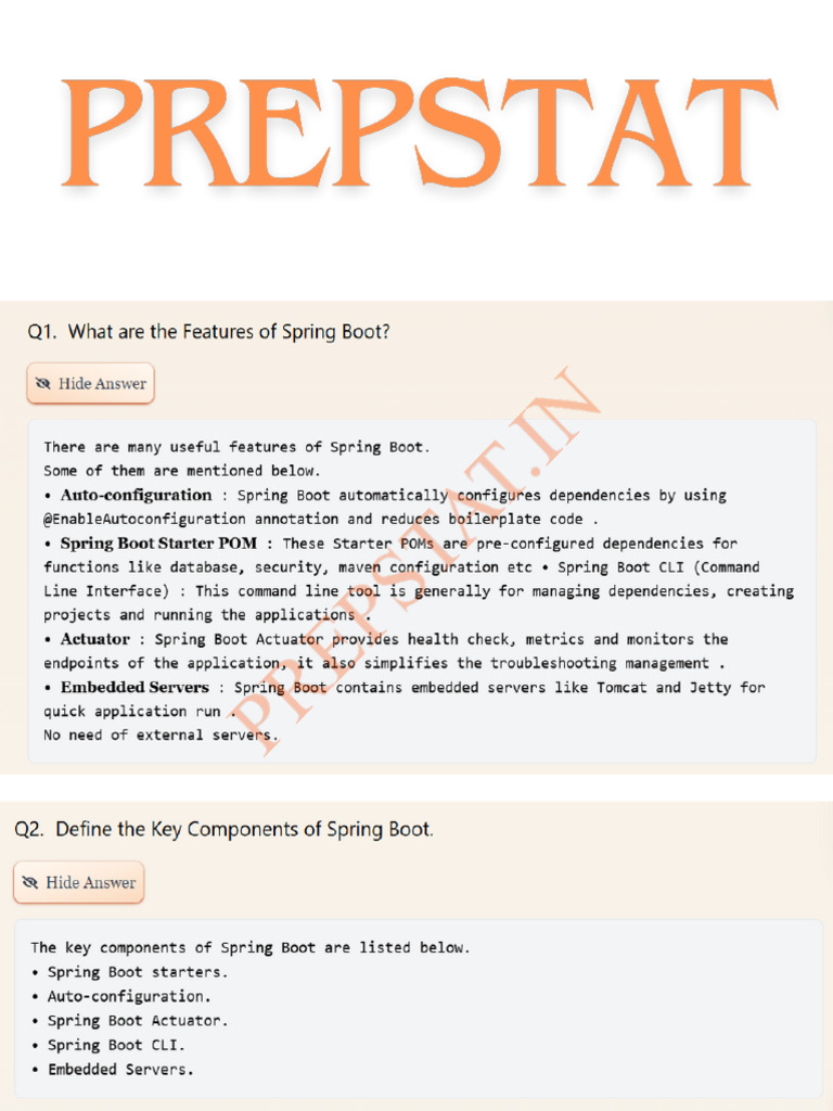 Most Asked Spring Boot Interview Questions | PDF