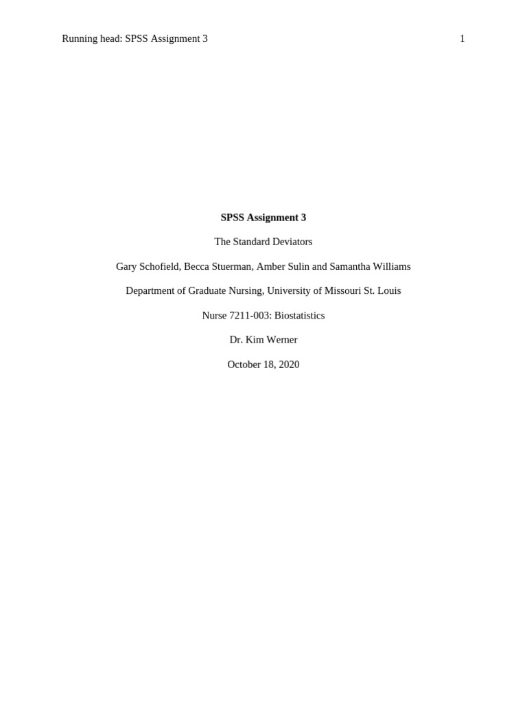 SPSS Assignment 3. Group 1. Schofield, Stuerman, Sulin and Williams | PDF | Multivariate ...