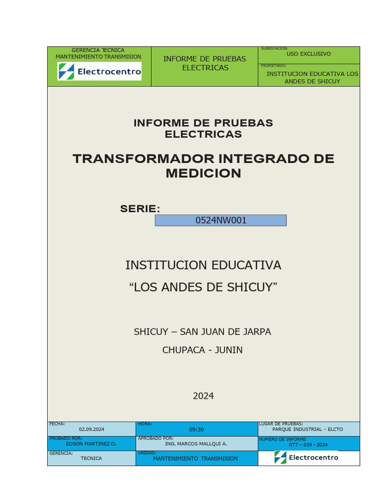 017-Informe Pruebas Trafomix Elcto | PDF | Cantidades fisicas | Ingenieria Eléctrica