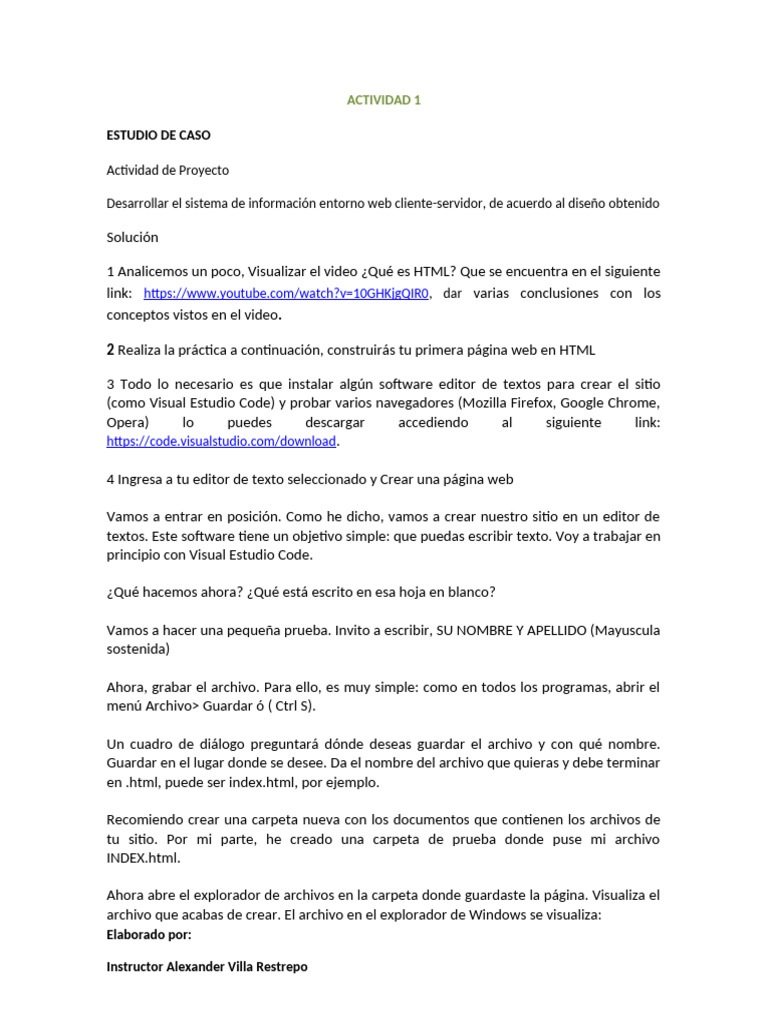 actividad html introduccionOk | PDF | HTML | Red mundial