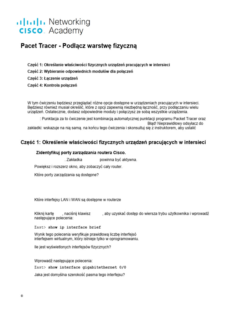 4.7.1 Packet Tracer Connect The Physical Layer PL PL | PDF