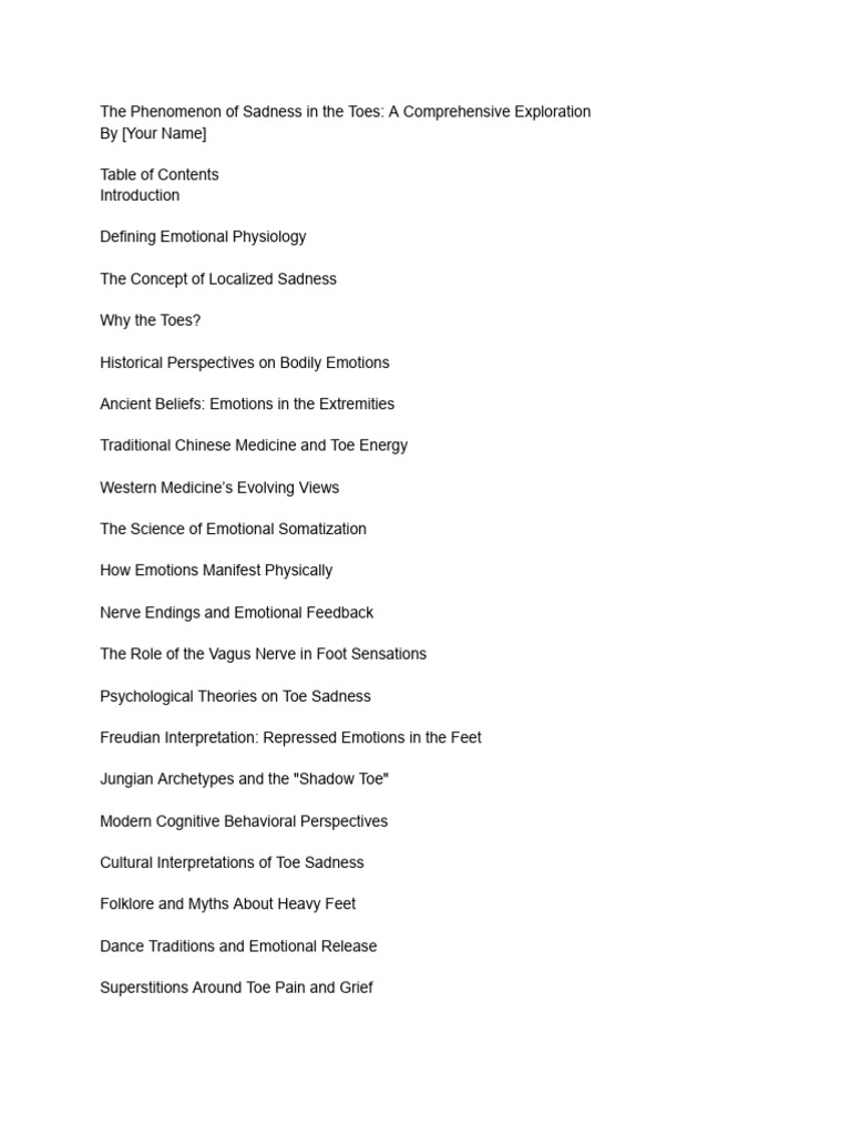 The Phenomenon of Sadness in The Toes - A Comprehensive Exploration ...