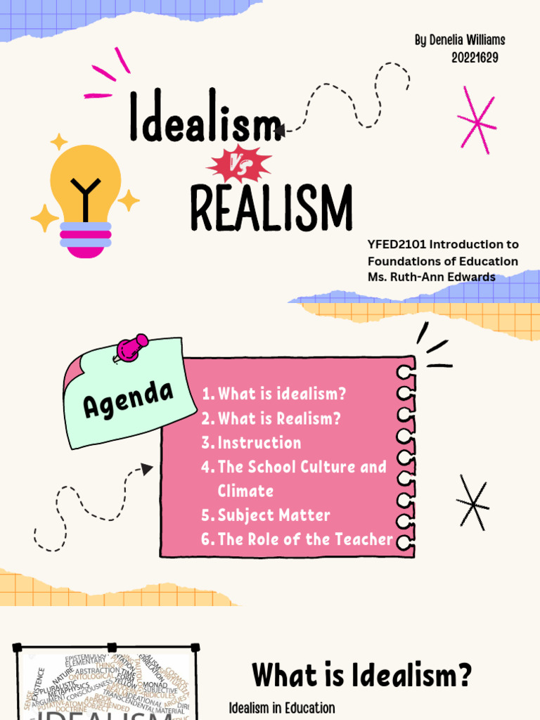 Idealist Vs Realist Presentation Denelia Williams | PDF | Idealism | Philosophical Realism