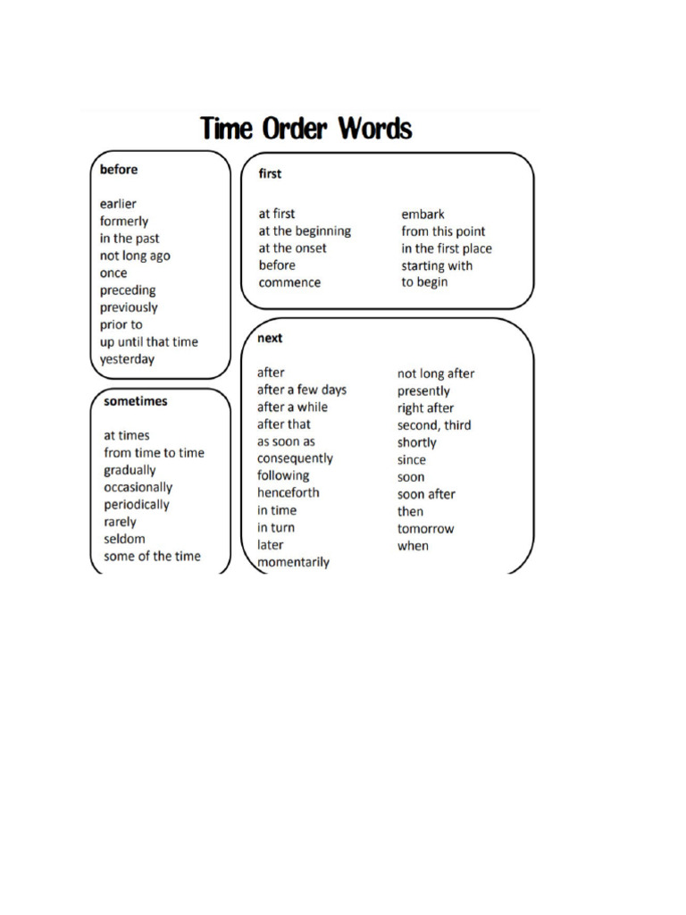 Time Order and Sequence Words | PDF