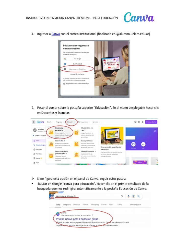 Instalación de Canva Premium Educación | PDF