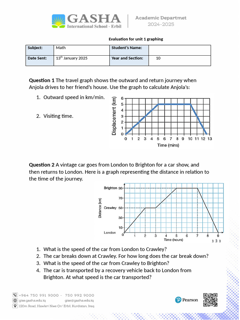 Worksheet Grade 10 ch4 | PDF | Speed