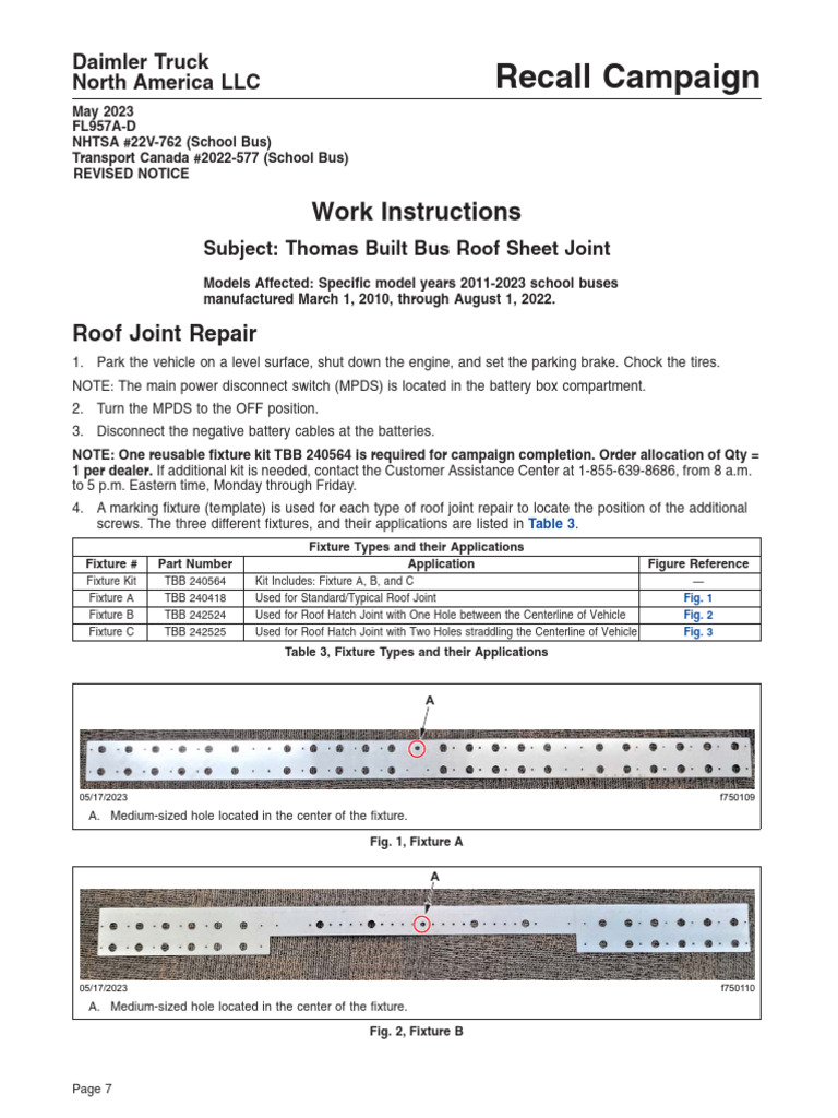 FL957 (Revised) Thomas Built Bus Roof Sheet Joint | PDF | School Bus | Screw